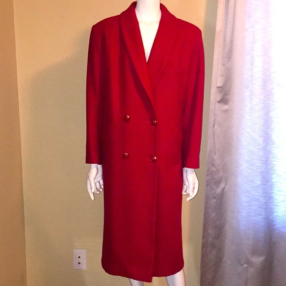 Herman Kay | Jackets & Coats | Herman Kay Women Long Wool Red Coat Size ...